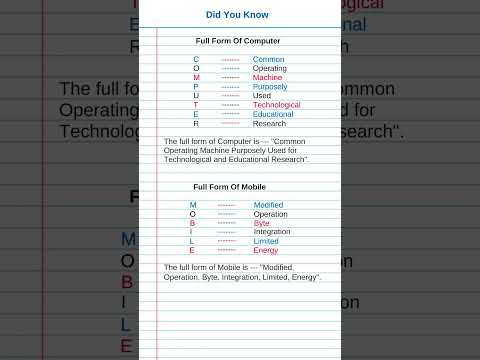 Full form of Computer, Mobile | general knowledge | #computer #mobile #fullform #gk #viral #shorts