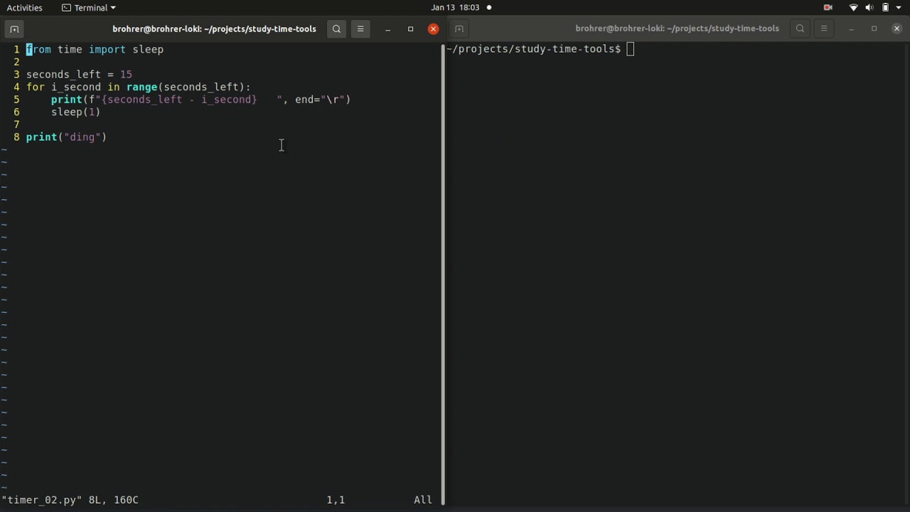 Intro to Python chapter 2.2, Building a timer