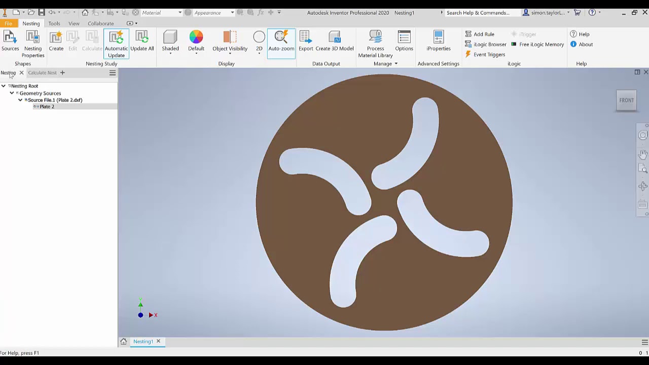 Inventor - 2D Nesting and Material Creation and Nesting