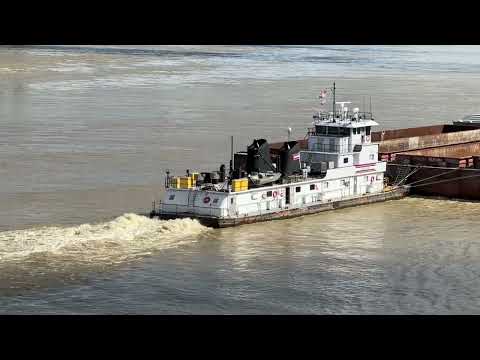 Mississippi River barge traffic, New Orleans, LA. February 2023.