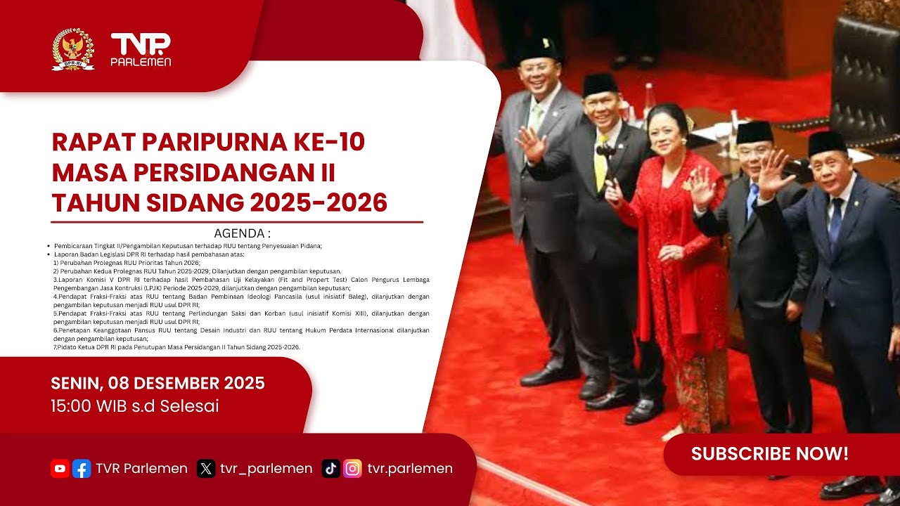 RAPAT PARIPURNA DPR RI KE-10 MASA PERSIDANGAN II TAHUN SIDANG 2025-2026