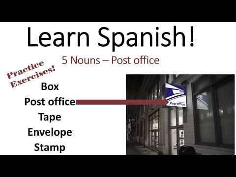 Learn Spanish 5 Nouns| POST OFFICE | Box, Tape, Envelope, Stamp, Post offic | w/ Practice Exercises!