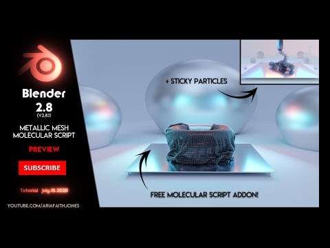 Blender 2.8 | Metallic Mesh and Sticky Particles | Molecular Script Addon | 4K PREVIEW