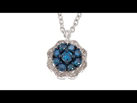 .31ctw Colored and White Diamond Cluster Pendant with 18...