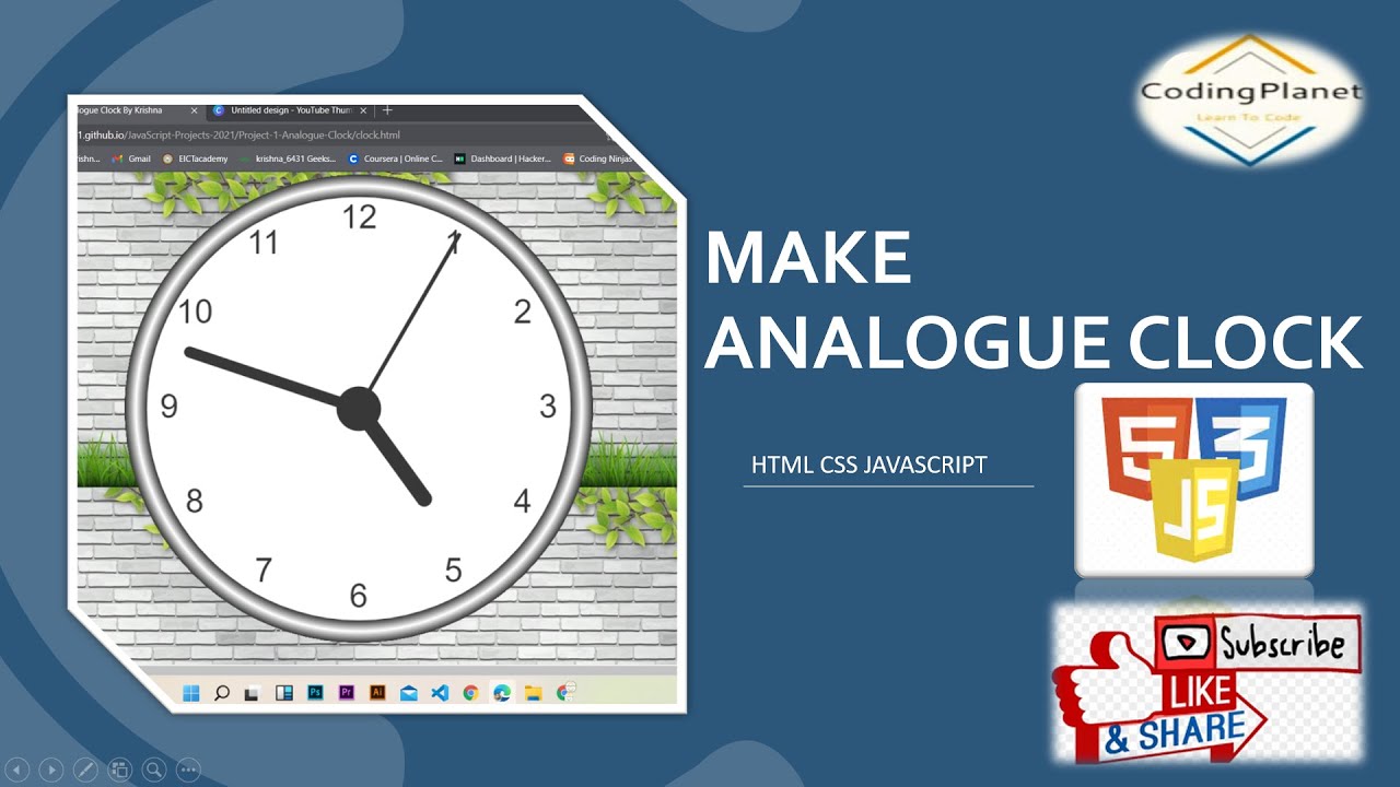 Analog Clock || HTML CSS JavaScript || JavaScript Clock || Coding Planet