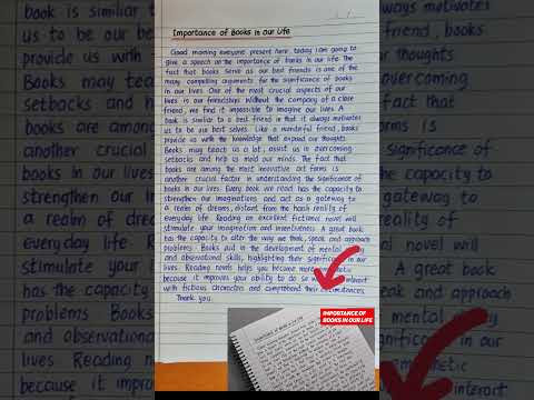 Importance Of Books in Our Life Speech in English ๐ฅ#shorts #essaywriting #learnessayspeech