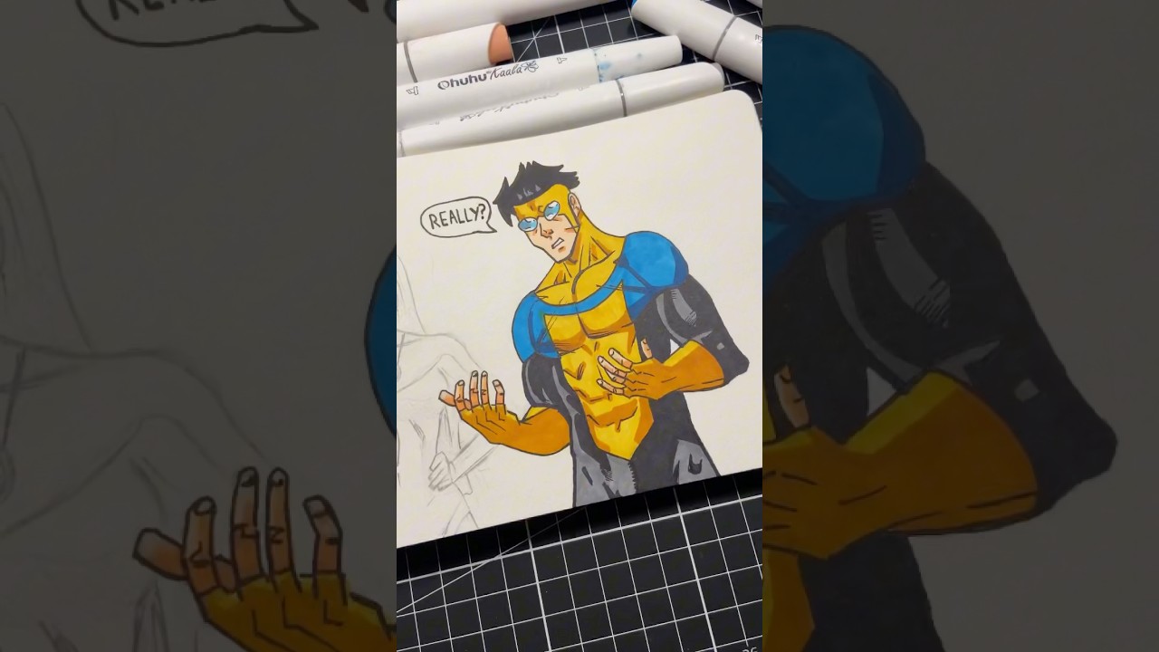 Part 1 of drawing Invincible and Atom Eve
