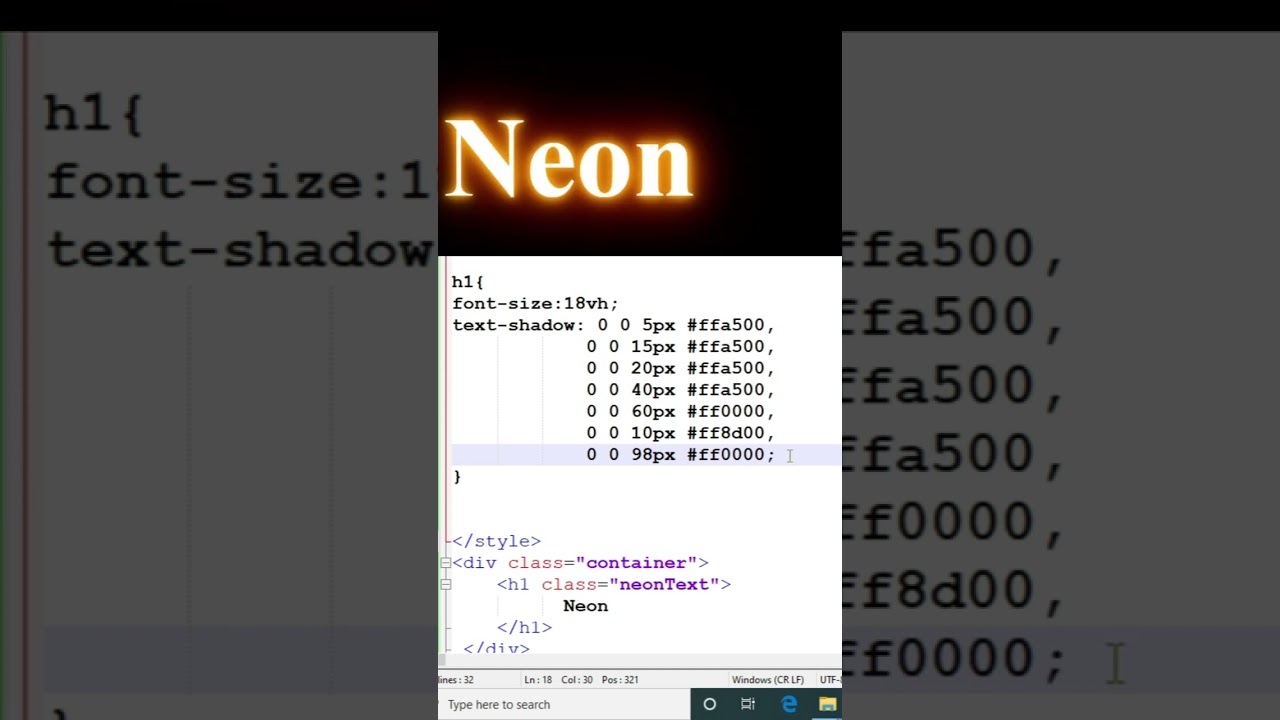Neon Text effect using #css3  and #html5 #csstutorial #htmltutorial #csseffect
