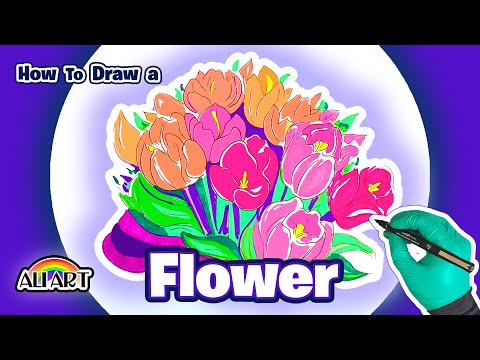 how to draw a flower bouquet easy step by step for beginners