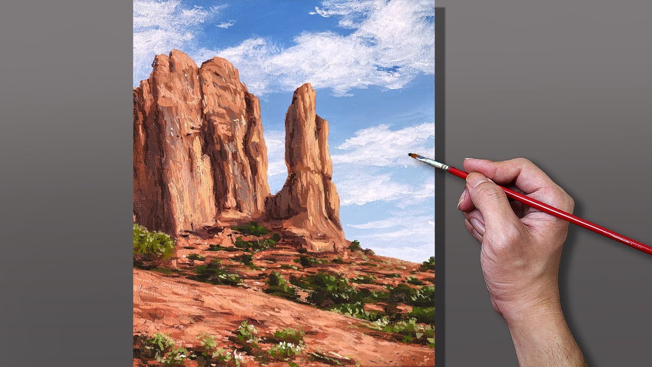 Acrylic Painting Desert Rocks Landscape