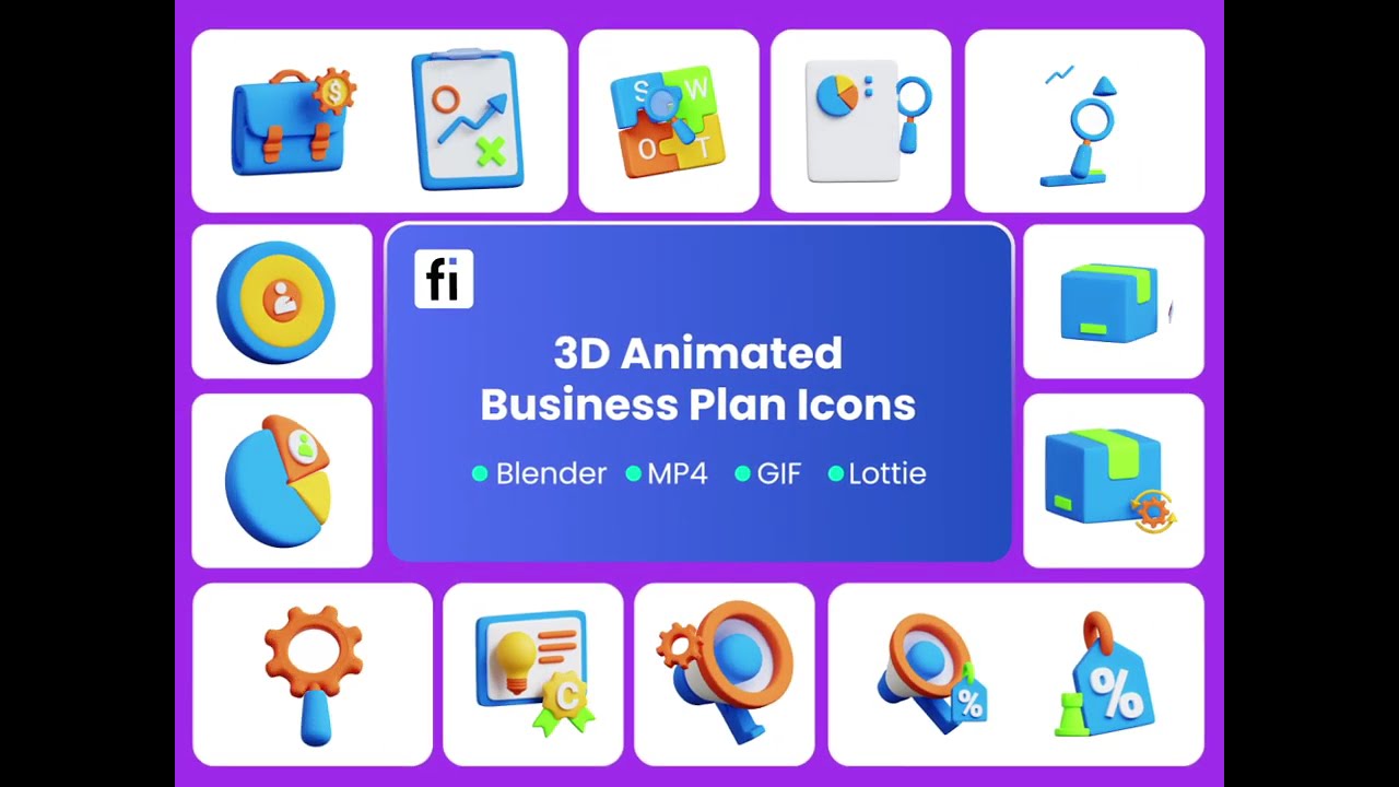 3D Animated Business Model Icon Set
