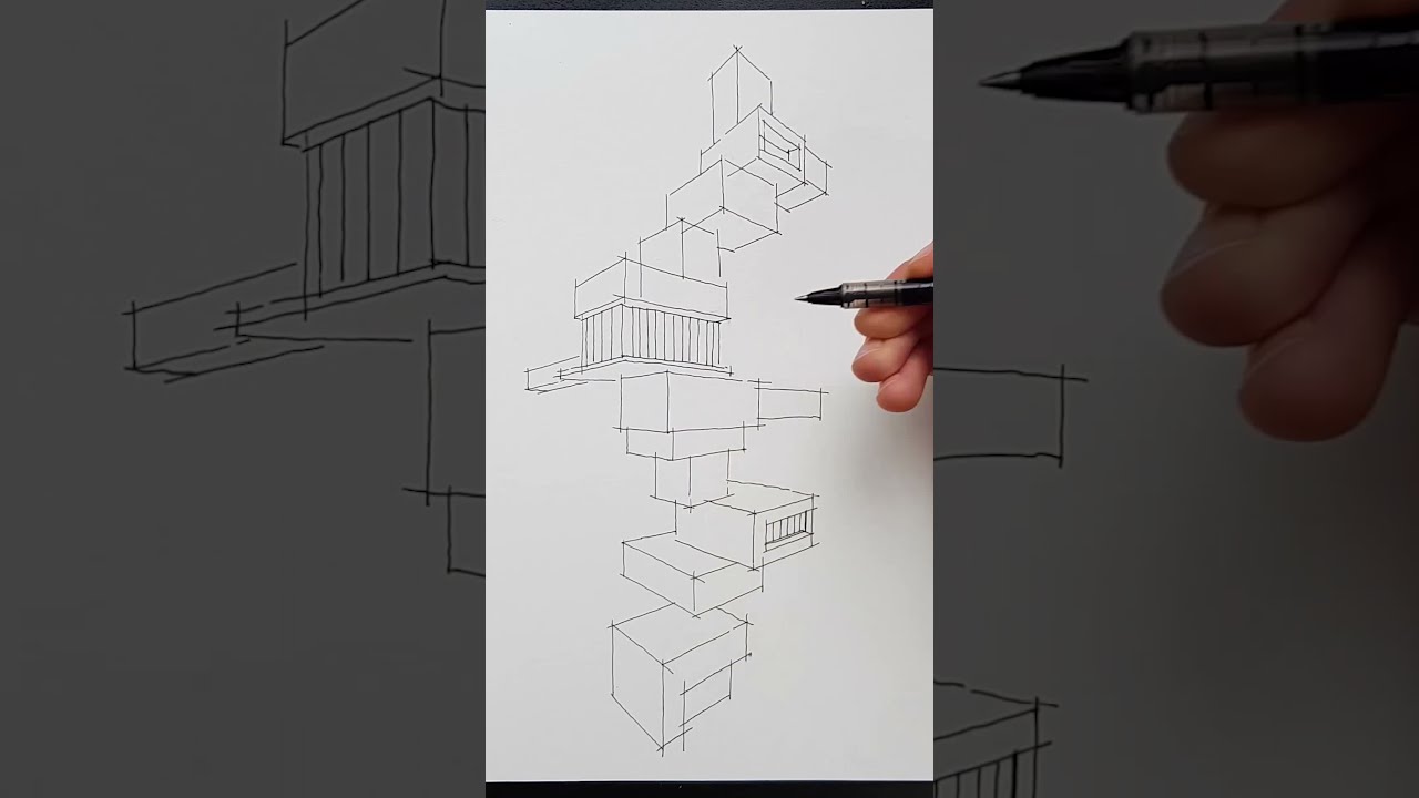 How To Draw Town in Sky in Two Point Perspective