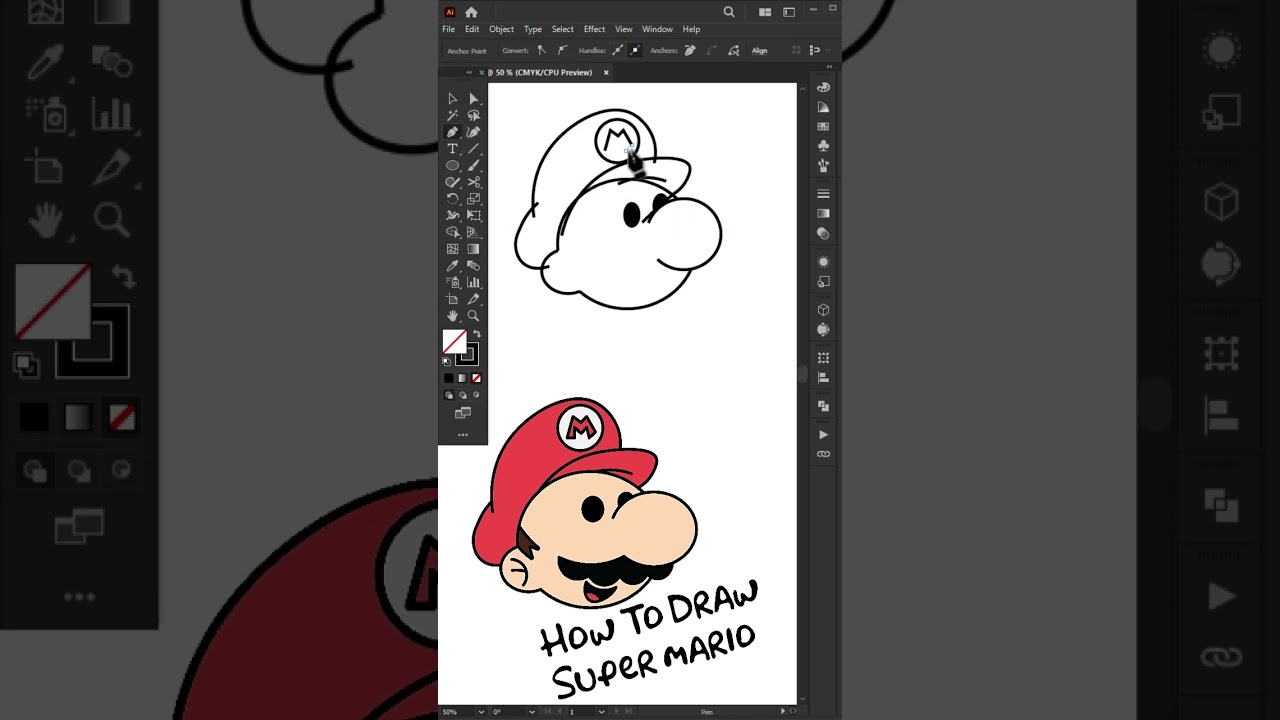 Super Mario Tutorial drawing tutorial In Adobe Illustrator