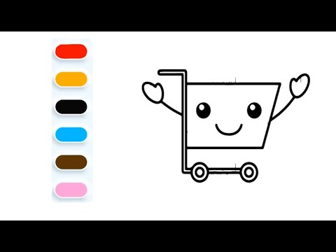 How to draw a shopping cart step by step || Easy shopping cart Drawing