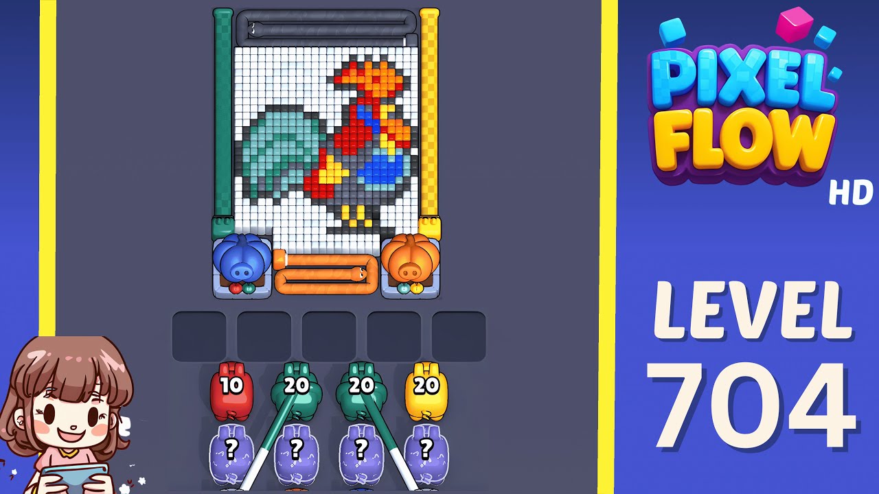 Pixel Flow Level 704 Solution Walkthrough