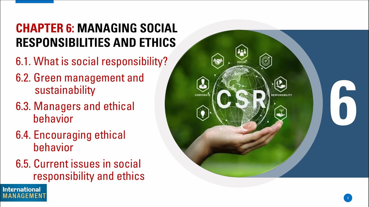 CHAPTER 6 - MANAGING SOCIAL RESPONSIBILITIES AND ETHICS. #international #management #education