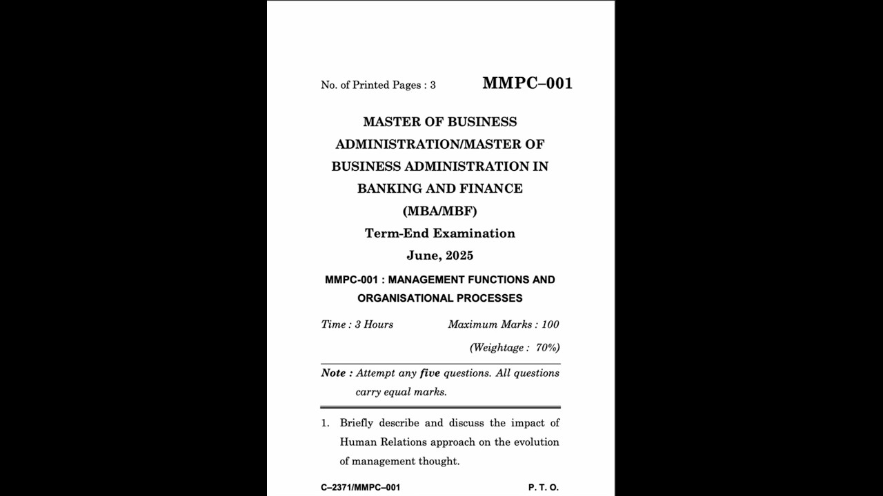 MMPC-001 June 2025 | IGNOU Previous Year Question Paper