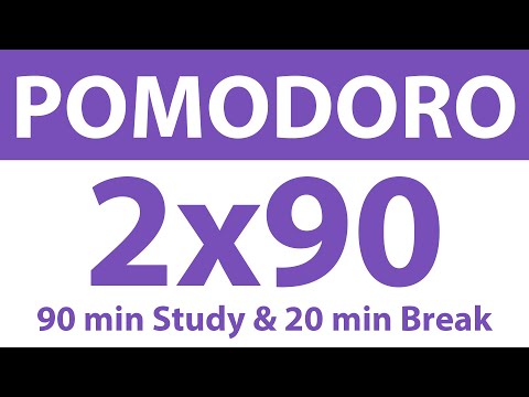 Pomodoro Technique: 2x90 Min Study Timer | 90 Min Work, 20 Min Break | No Ads, No Music