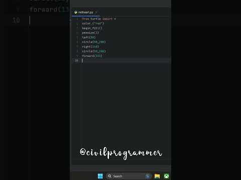 red heart in python #python #pythonprogramming #coding #programming #lifeofprogrammers