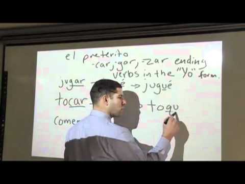 Spanish grammar: irregular preterite (past completed) of car, gar, zar ending verbs