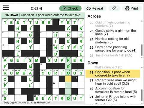 Daily #crypticcrossword - 20 June, 2025