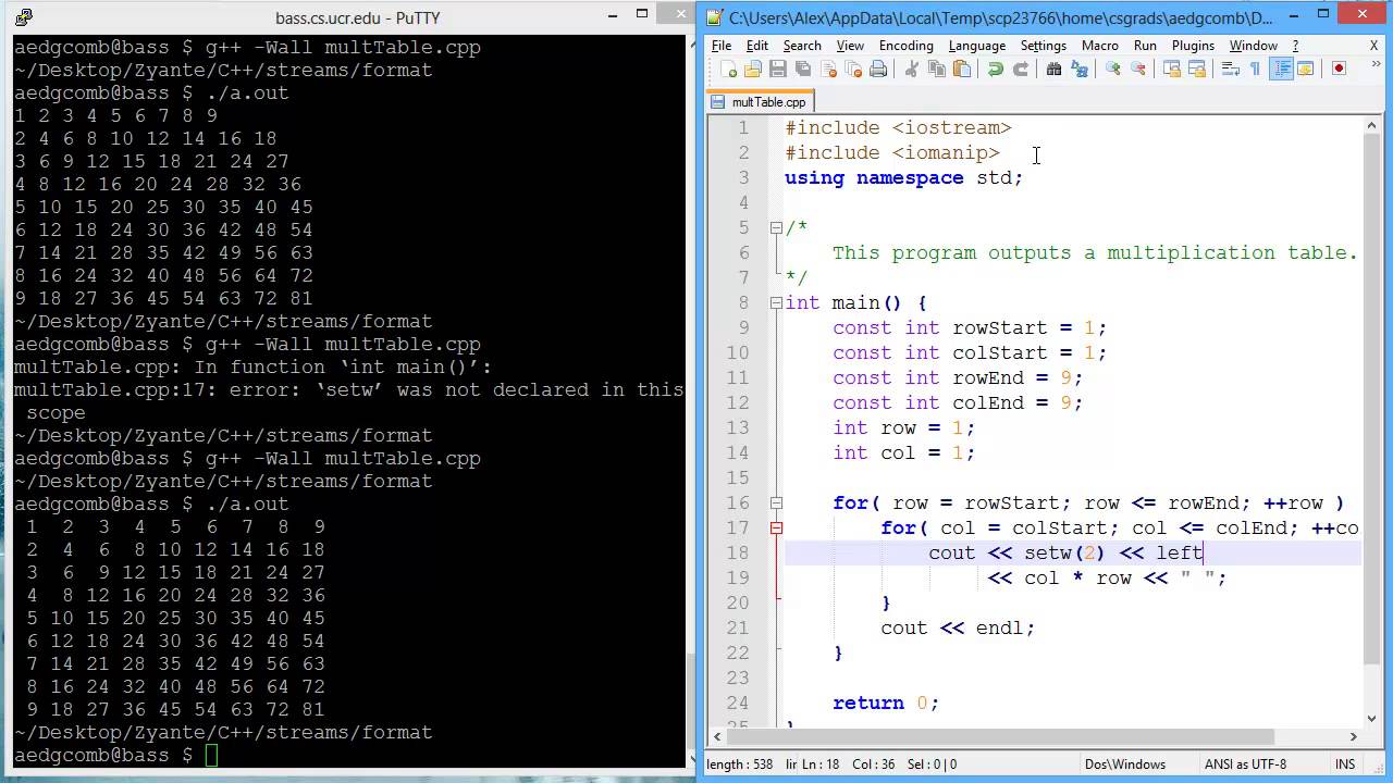 Programming example: Output formatting with text manipulation