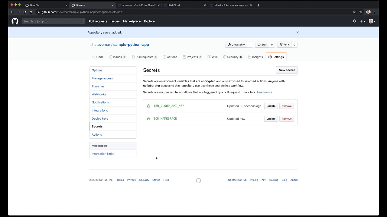 Use GitHub Actions to deploy your application to IBM Cloud Kubernetes Service