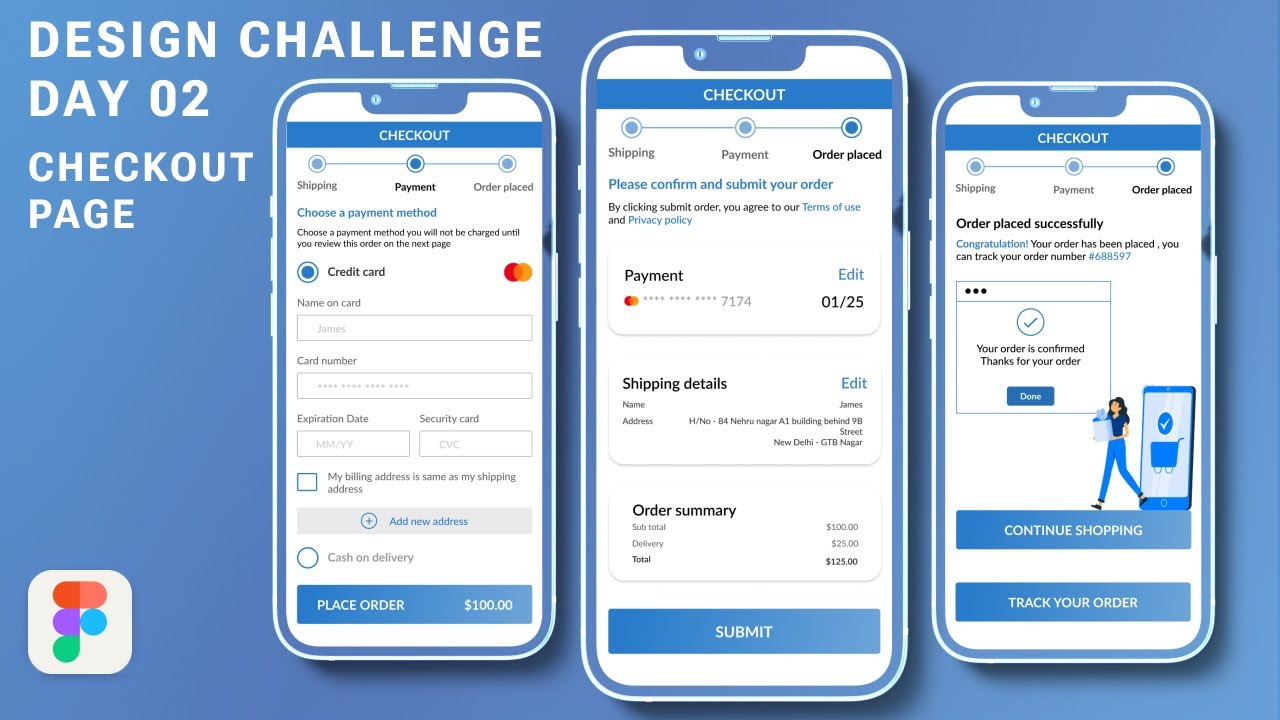 Daily UI Design challenge / Day 02 / Checkout page #figmatutorial #figmadesign #figma