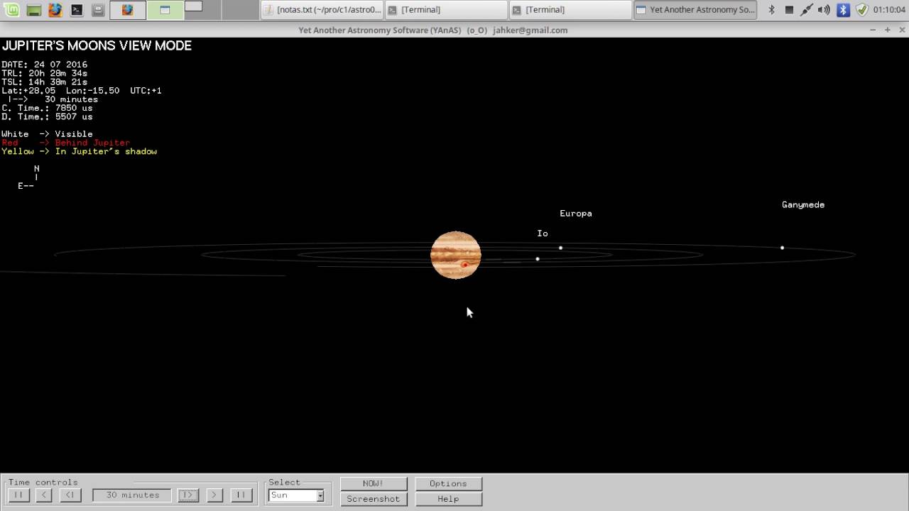 Astronomy software (Demo V). Moons.