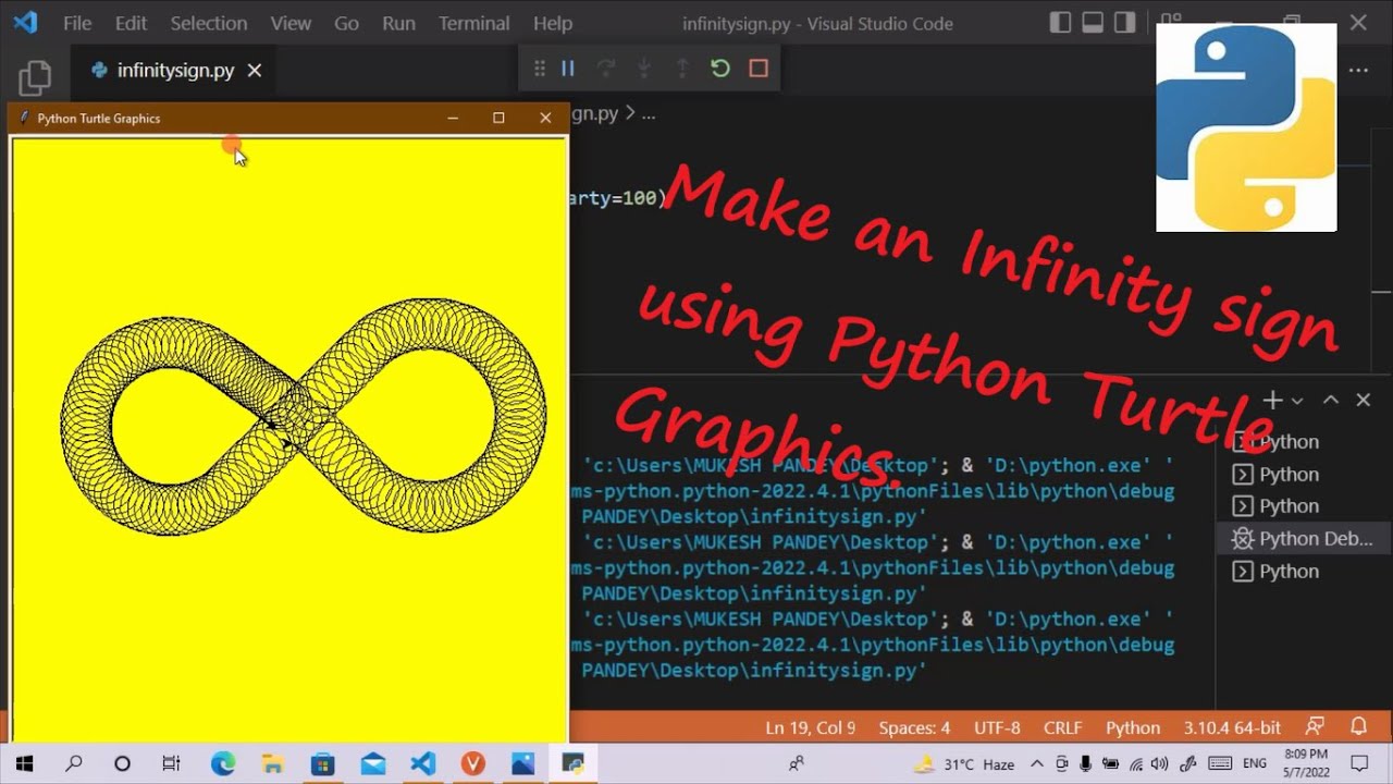 Infinity Sign using Python turtle graphics.