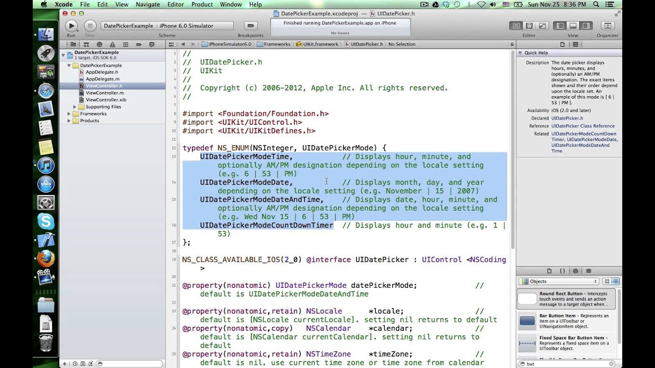 UIDatePicker customisation and IBAction methods