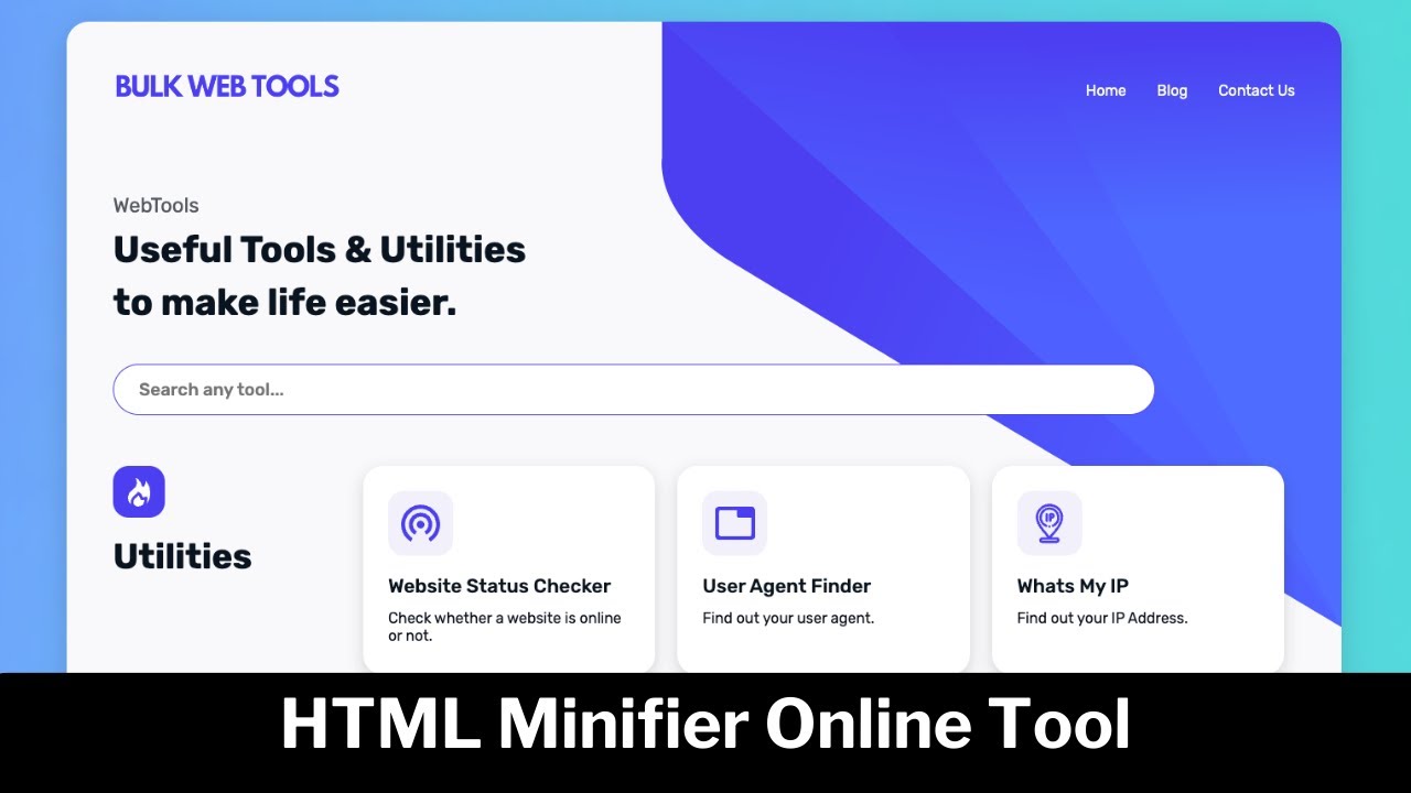 Free HTML Minifier & Compressor | Online Web Tools | bulkwebtools.io