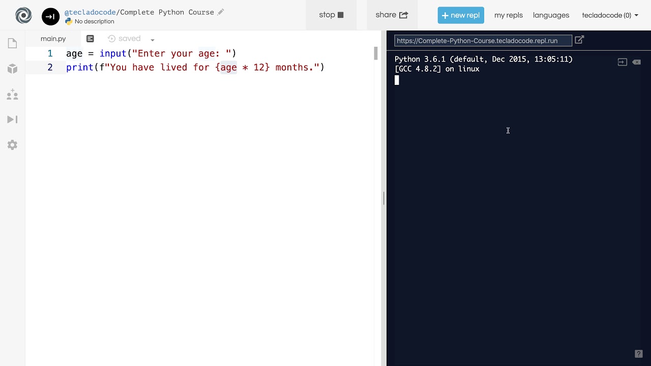 video1 9 Getting user input in Python