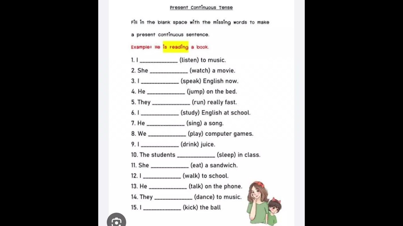Present continue tense worksheet