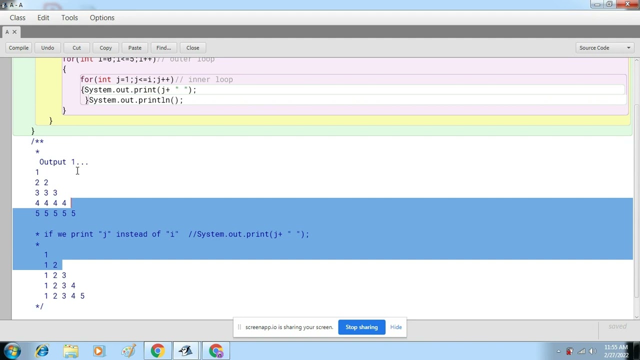 Java program for NUMBER TRIANGLE...