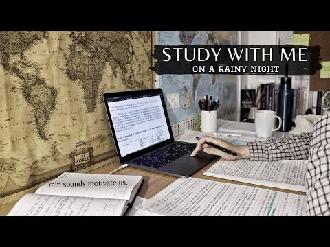 STUDY WITH ME on a RAINY NIGHT 1.5 H | Real Time, Rain Sounds | Background noise, no break, Glasgow
