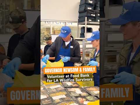 Governor #Newsom & Family Volunteer at Food Bank for #LA #Wildfire Survivors #shorts #news