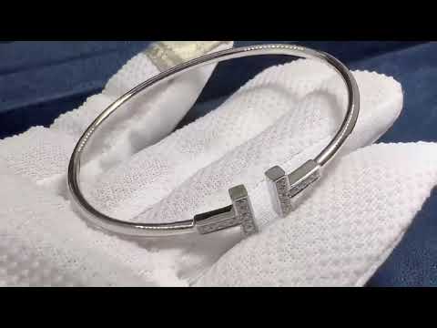 Tiffany 18k White Gold Diamond T Wire Bracelet