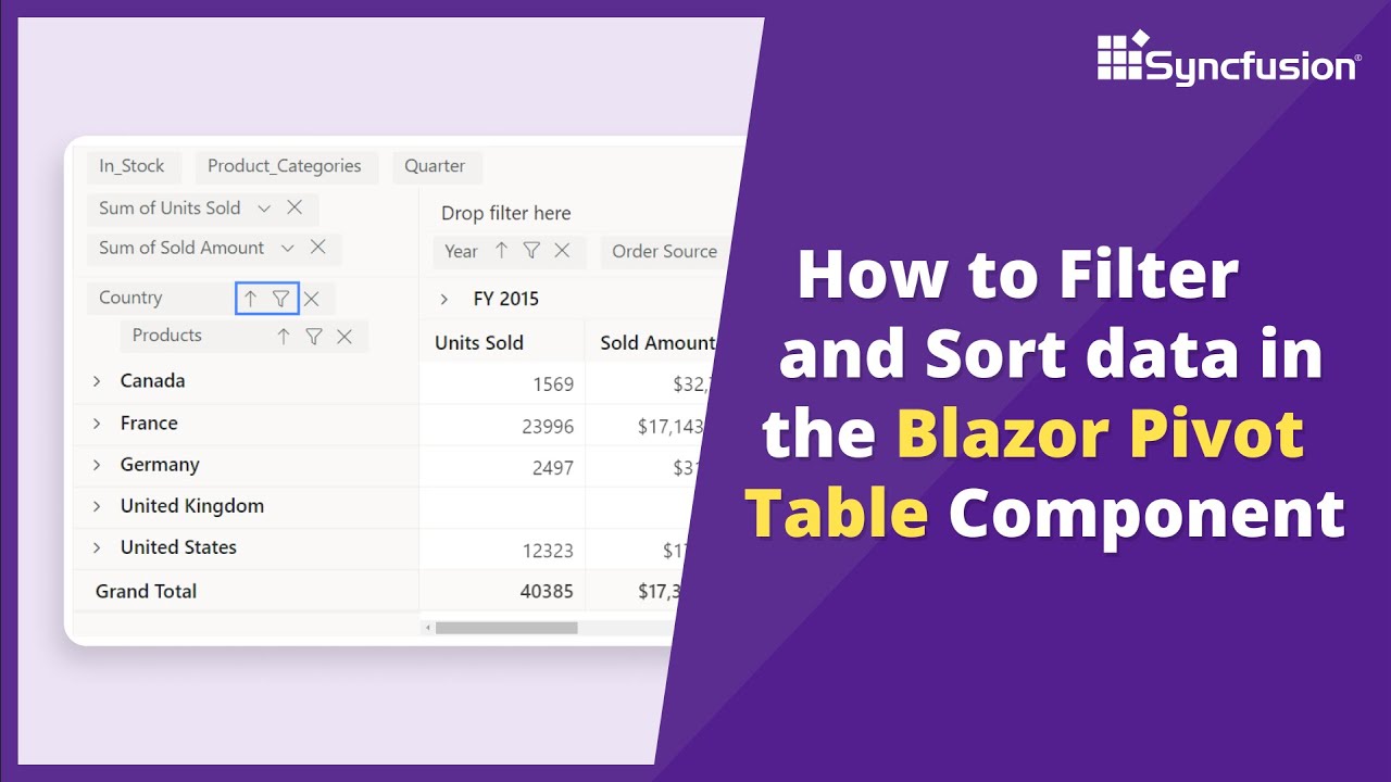 How to Filter and Sort Data in the Blazor Pivot Table Component