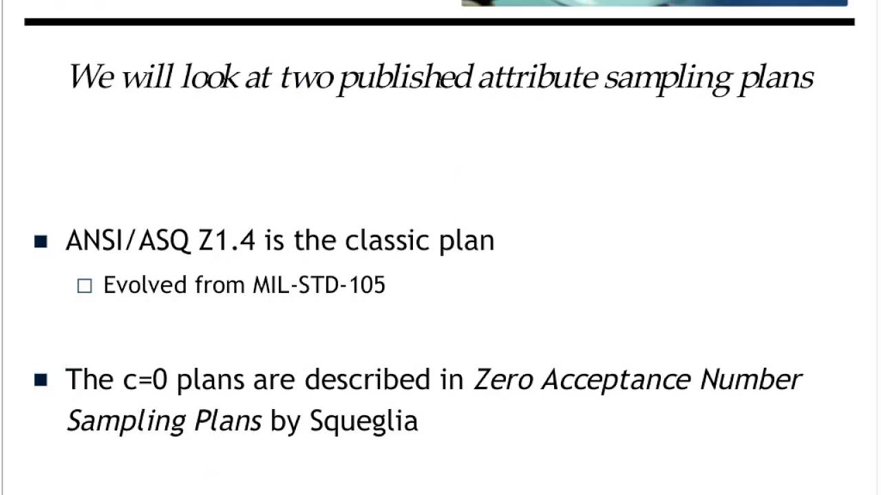 Understanding Attribute Acceptance Sampling including Z1 4 and c=0 Plans