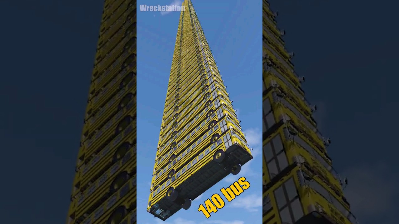Bus Tower Fall 🤯 #shorts
