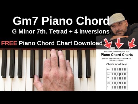Gm7 Piano Chord | G Minor 7th. + Inversions Tutorial + FREE Chord Chart