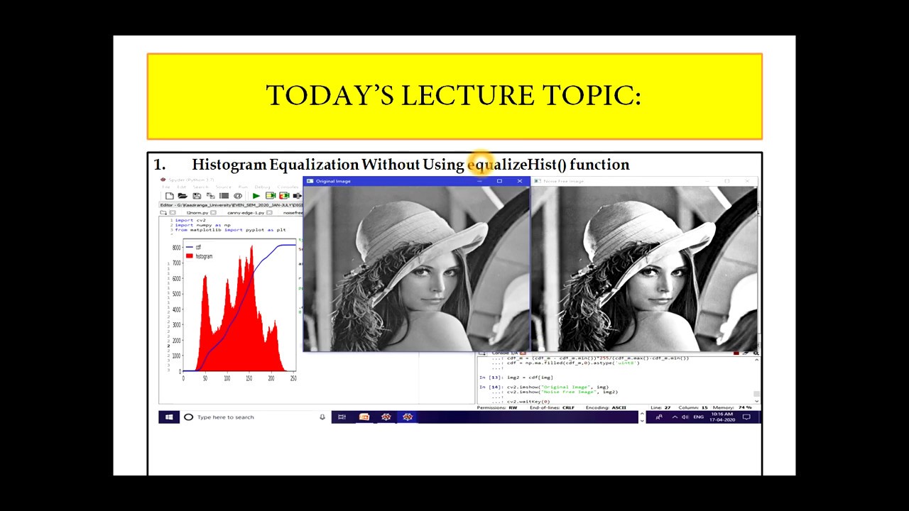 Histogram Equalization Using equalizeHist() function|Practical Image Processing:Open Cv|Lec#10