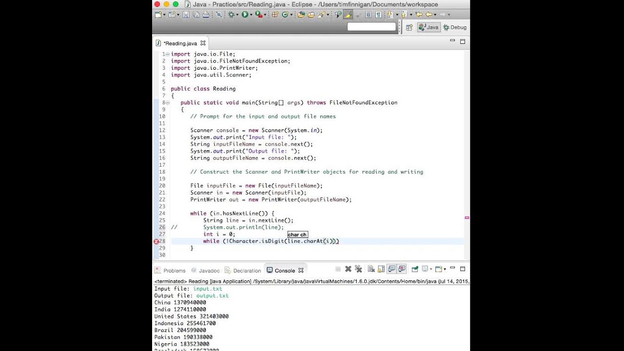 Reading lines (Java)