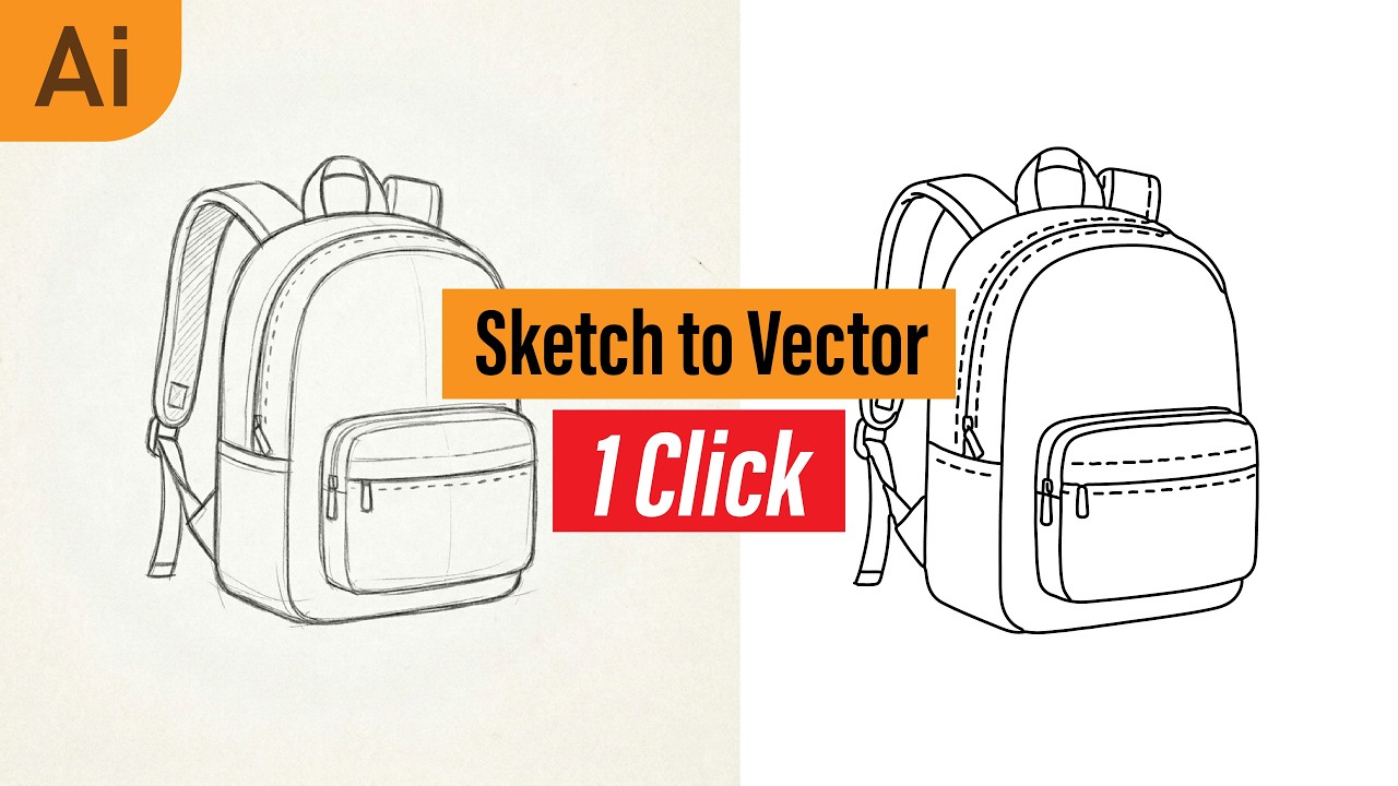 New tool -Sketch to Vector just one click | Illustrator Tutorial