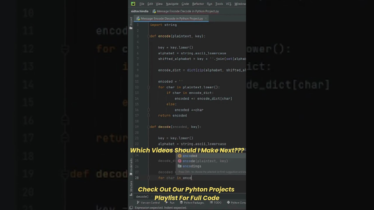 Message Encode Decode In Python Project Trick 🤫 #message #python #coding #programming