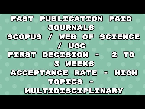 Fast Publication paid best journals scopus / web of science / ugc | Fast publication 2022 journals