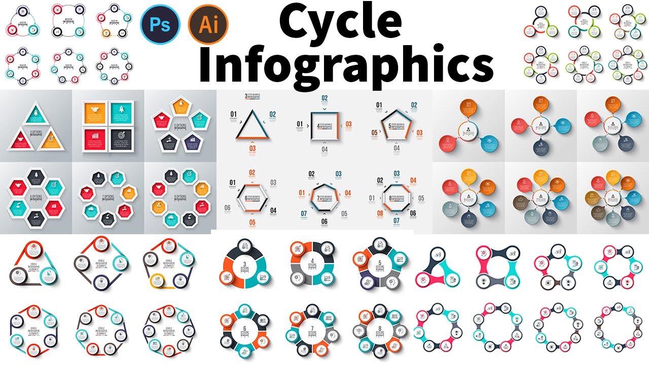 Circle  Infographics Big Bundle Download In PSD EPS AI Files |Sheri Sk| |Photoshop Tutorial|