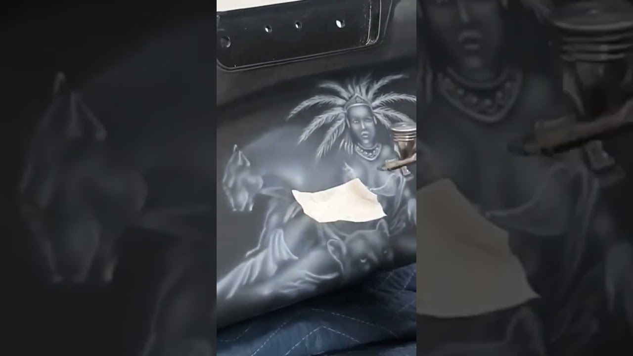 Aztec Princess airbrushed on Harley Davidson hard Bags