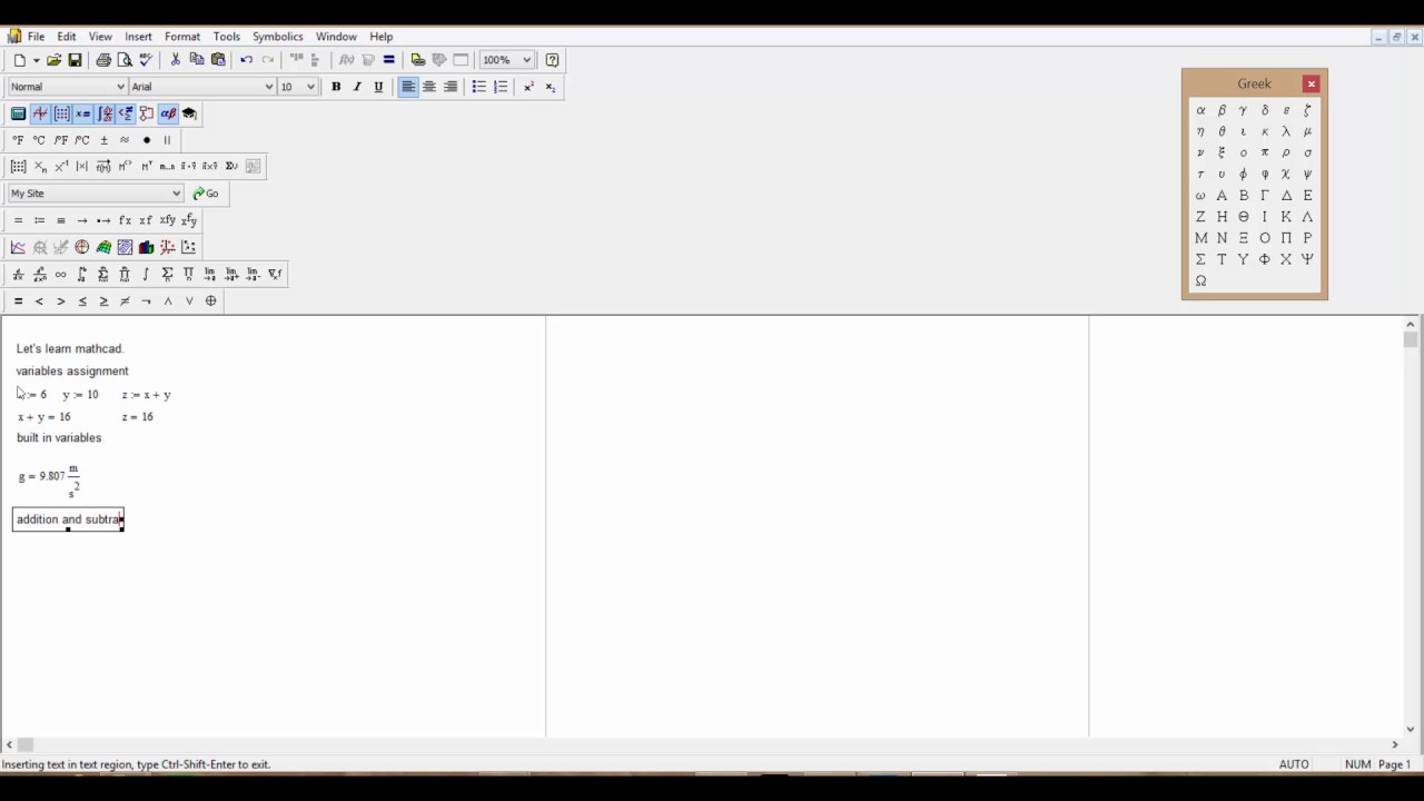 Mathcad Tutorial  Lecture 1